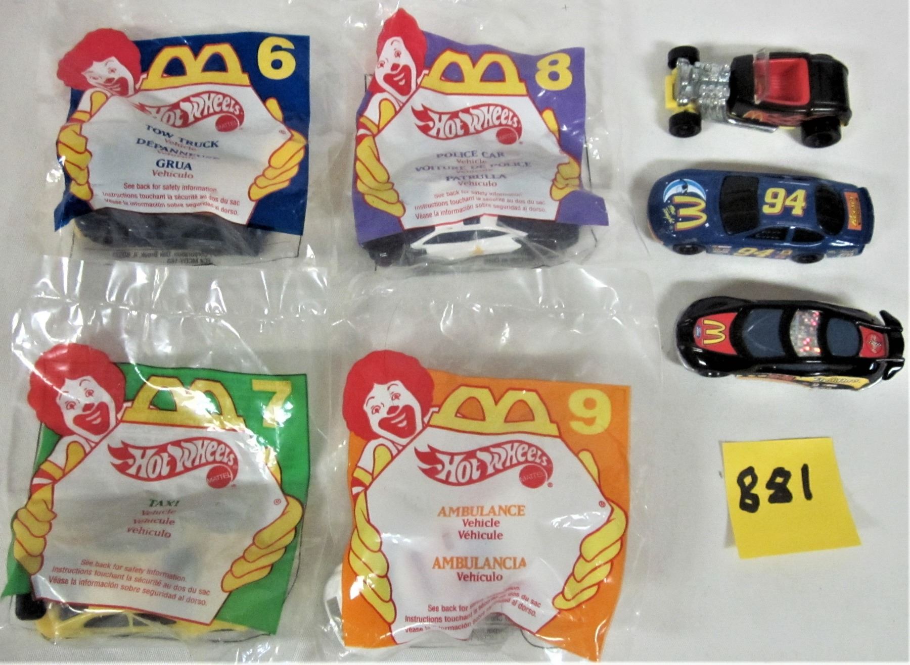 Lot 7 McDonalds Hot Wheels happy meal toys 4 sealed 1993, 2 X 1996, 2 X ...