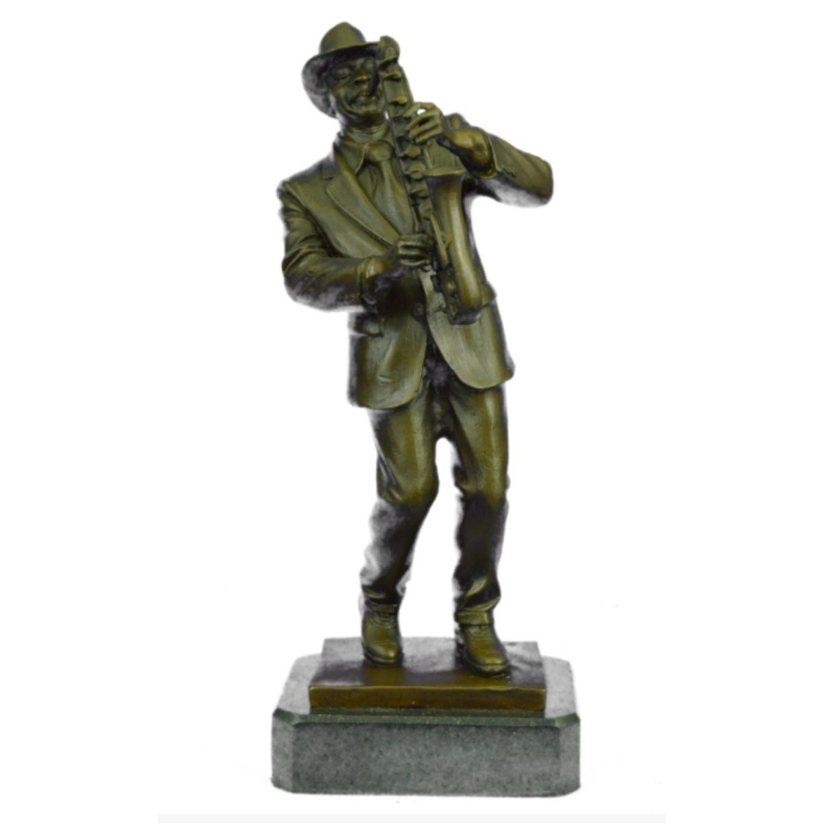 Signed Saxophone Player, Musician Bronze Sculpture