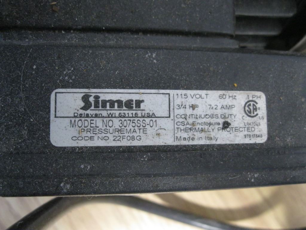 Simer Water Booster Pump Model 3075ss-01