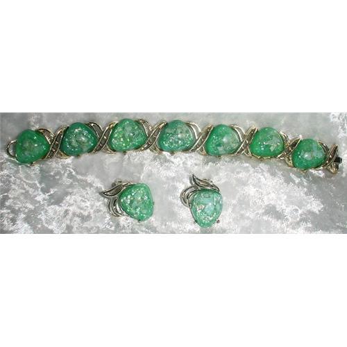 Green Confetti Thermo Set Bracelet/Earring Set #2305738