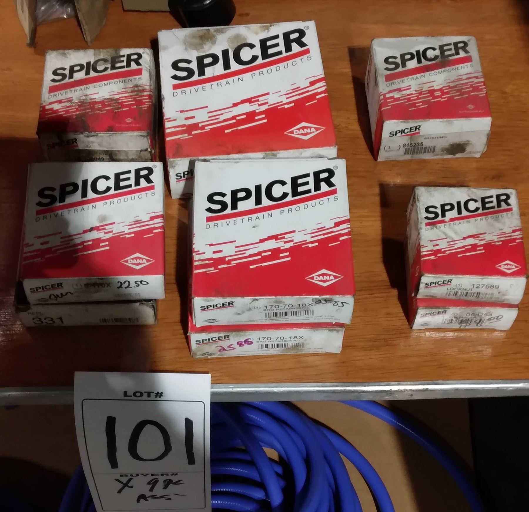 9 piece asst lock nuts, u joints ect