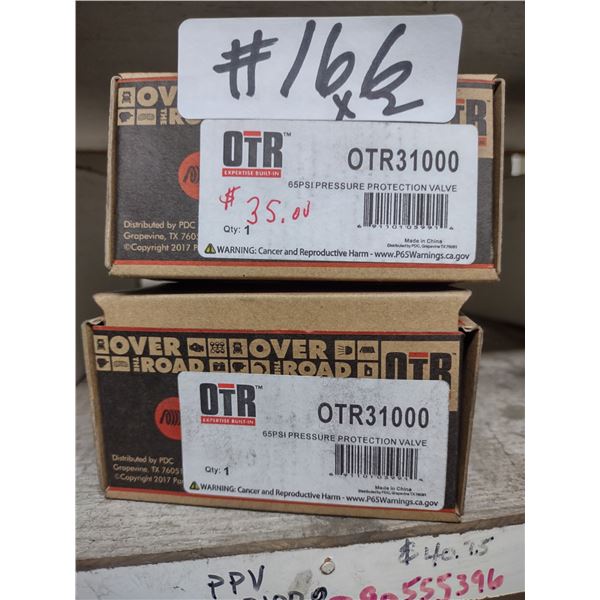 NEW, OTR 31000 PRESSURE PROTECTION VALVES, $82.00 VALUE (X2)