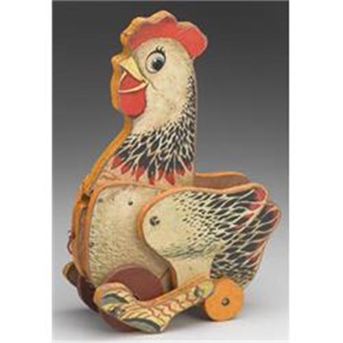 WOODEN CHICKEN ROOSTER PULL TOY / NEW REPRO #2335673