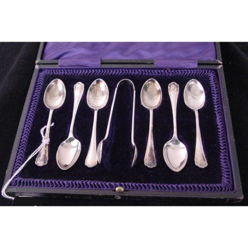 British Silver Plated Tea Spoons Tongs