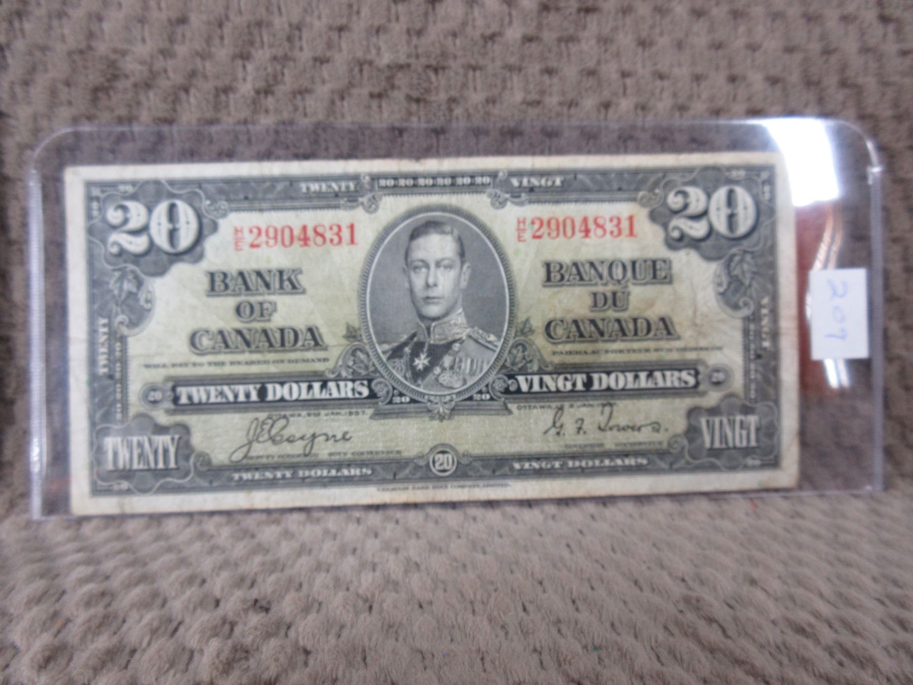 1937 Canadian Twenty Dollar Bill - Coyne & Toews