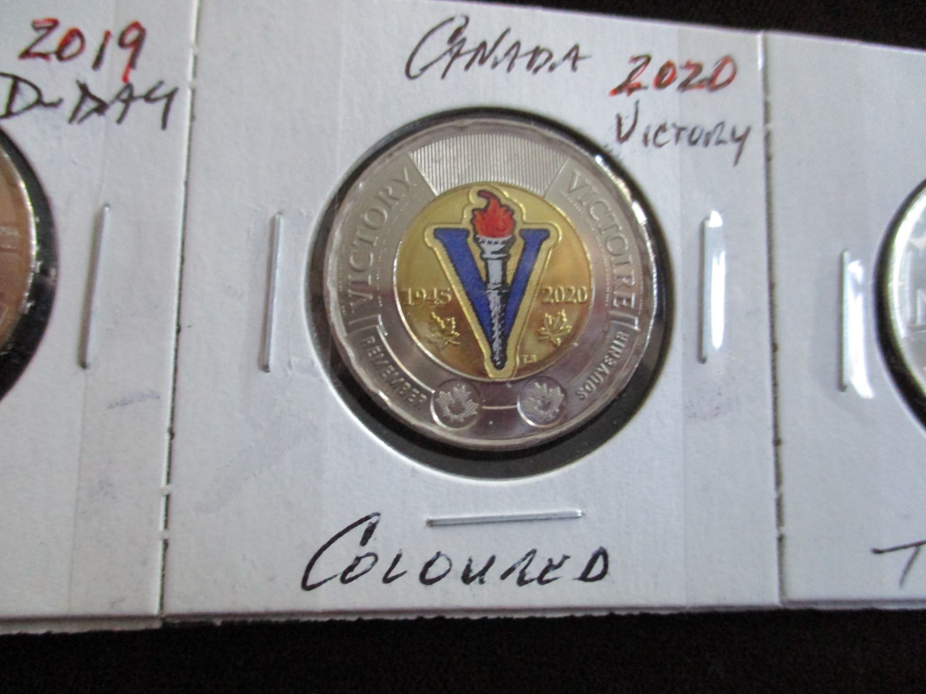 2019 D-DAY, 2020 VICTORY & 2020 LEN REID CANADA COLORED TOONIES