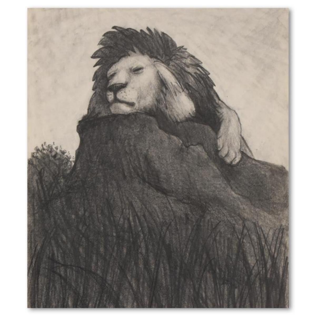 Charles Lynn Bragg, "Cat Nap" Original Pencil Drawing, Hand Signed with ...