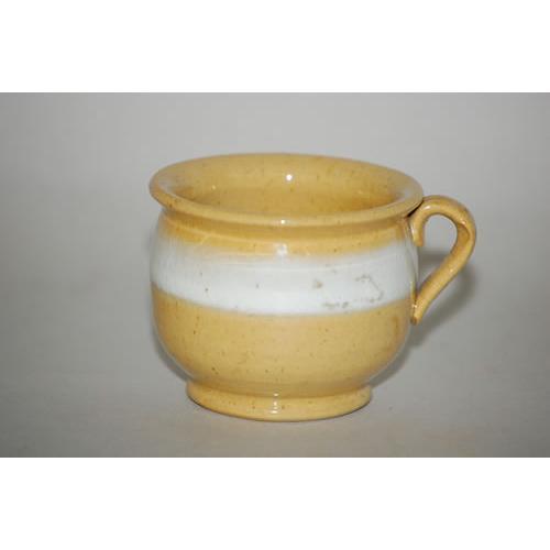 MINIATURE BANDED YELLOW WARE CHAMBER POT - 19TH C