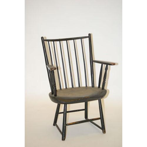 PAINTED NEW ENGLAND ROD BACK WINDSOR ARM CHAIR
