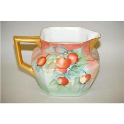 HAND PAINTED LIMOGES CIDER PITCHER - 6 1/2" L