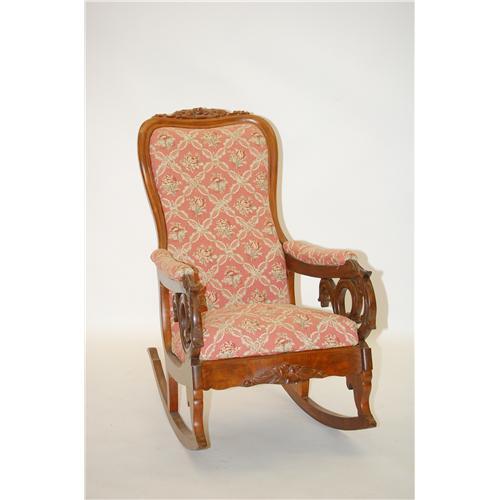 VICTORIAN CARVED LINCOLN ROCKER - BLACK WALNUT