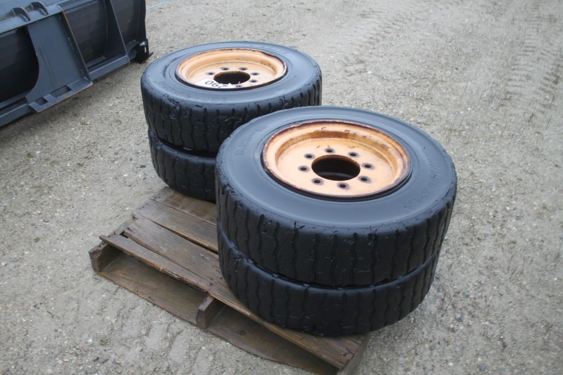 Set of 4 hard tires and rims to fit skidsteer, 8.25x15, Local Municipal ...