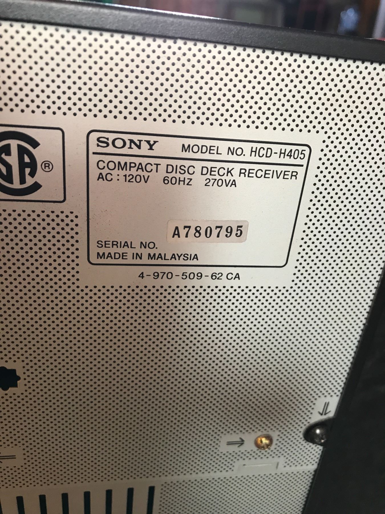 Sony stereo system (5-CD changer, dual cassette); Panasonic 5-CD ...