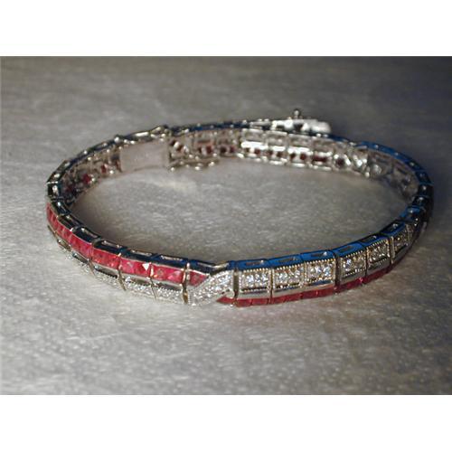 Antique Estate Platinum Ruby Diamond Bracelet #2367047