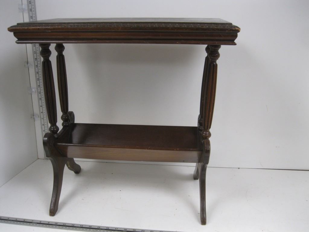 Antique Wooden Side Table/Magazine Rack