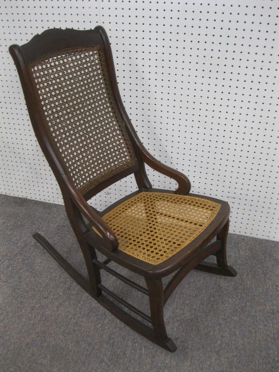 Antique 2 Tone Wicker Rocking Chair
