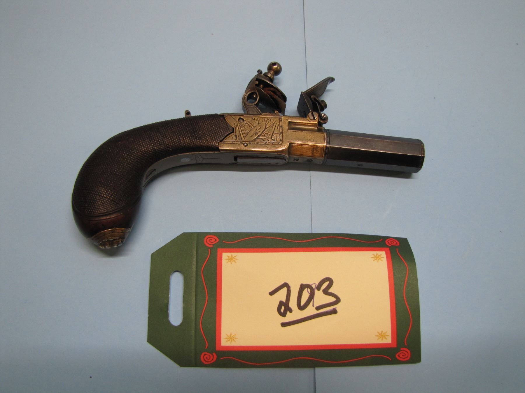 ANTIQUE STATUS: Hampton, Birmingham centre hammer flintlock pistol, 45 ...