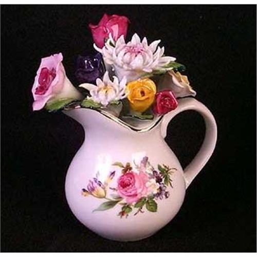 PORCELAIN ROSE BOUQUET FLOWER PITCHER new #2377189