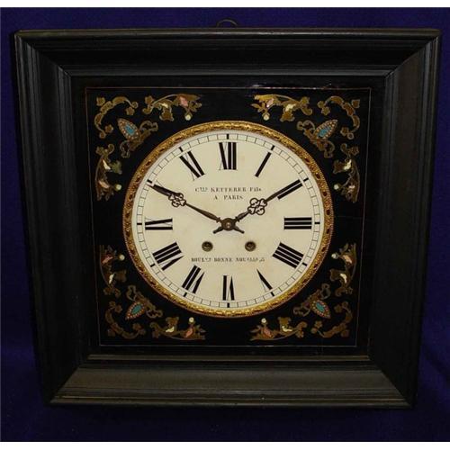 French Ebony Brass Enamel inlay Bakers Clock #2393221