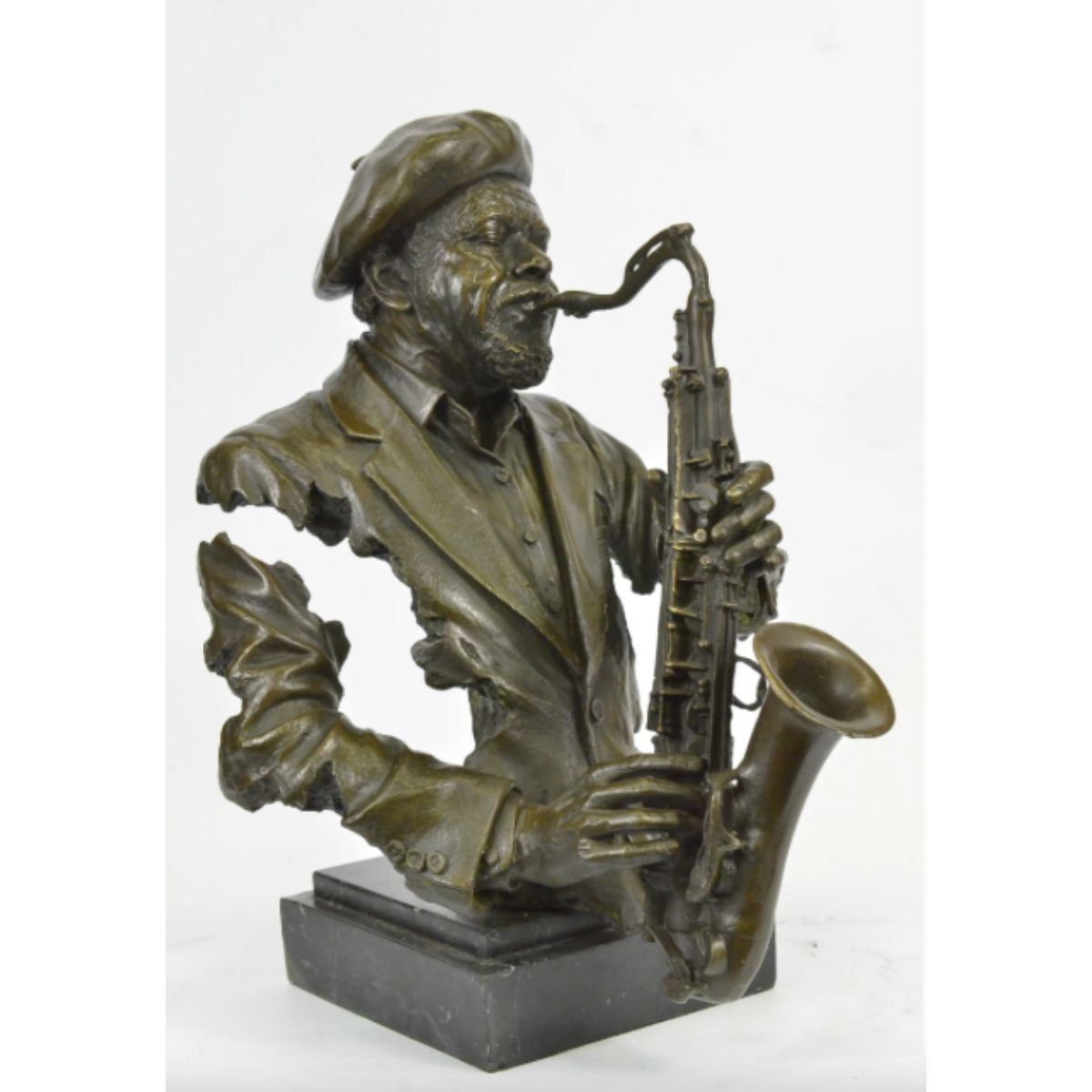 Signed Original Jazz Musician Bronze Sculpture