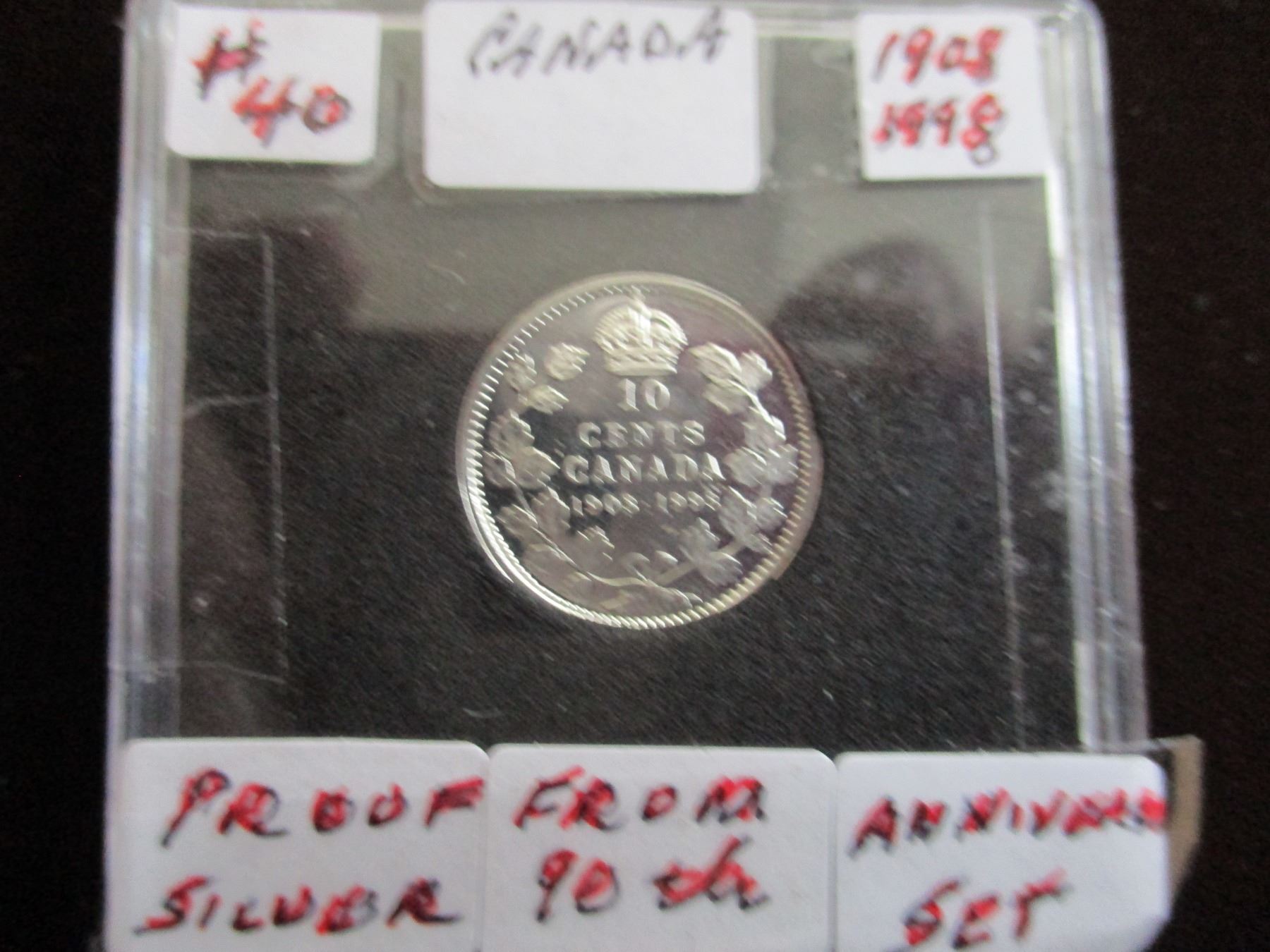 1908 PROOF SILVER DIME FROM 1908 ROYAL CANADIAN MINT 90TH ANNIVERSARY SET