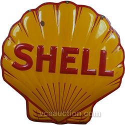 Embossed Die-Cut Porcelain Shell Sign 48"x48"