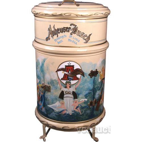 Round Ice Box In Budweiser Motif 27" Diam. x 48" Tall