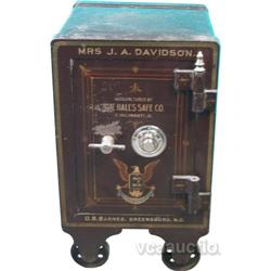 The Hall's Safe Co Small Safe Maroon w All Orig Artwork