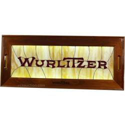 Custom Large Wurlitzer Leaded Glass Light Up Wall Sign.