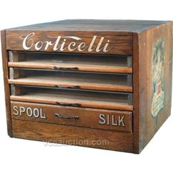 Corticelli Spool Silk 4 Drawer Oak Cabinet 18"x17"x14"