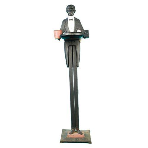 C. 1920 Cast Iron Black Butler Smoking Stand