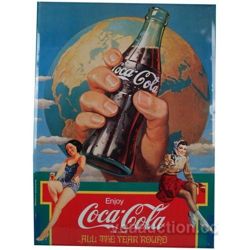1982 Coca Cola Fantasy Tin Sign 24"x33". Shows A Hand