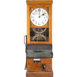 Oak Wall Mount National Time Clock 38" Tall