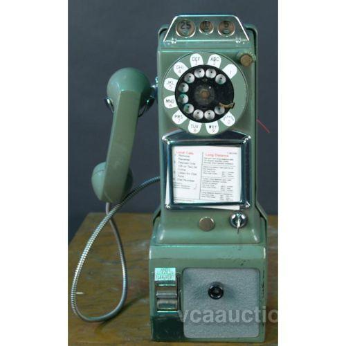 25-10-5 Cent Early Pay Phone, Green, W/ Key