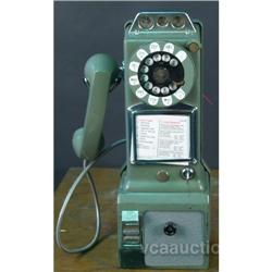 25-10-5 Cent Early Pay Phone, Green, W/ Key