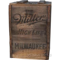 Lot Of 2; Miller High Life Wooden Box & Tin Strong Box
