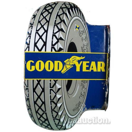 Goodyear Tire Porcelain Large Sign w/ Winged Foot 34"x2