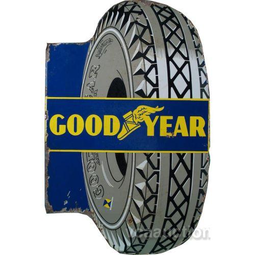 Goodyear Tire Porcelain Large Sign w/ Winged Foot 34"x2