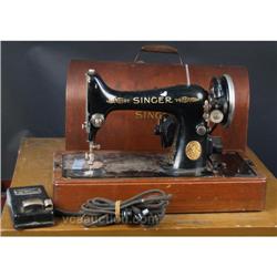 Antique Portable Singer Sewing Machine w/ All Attachmen