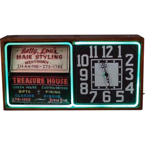 Neon Action Ad Clock, Nice, Works
