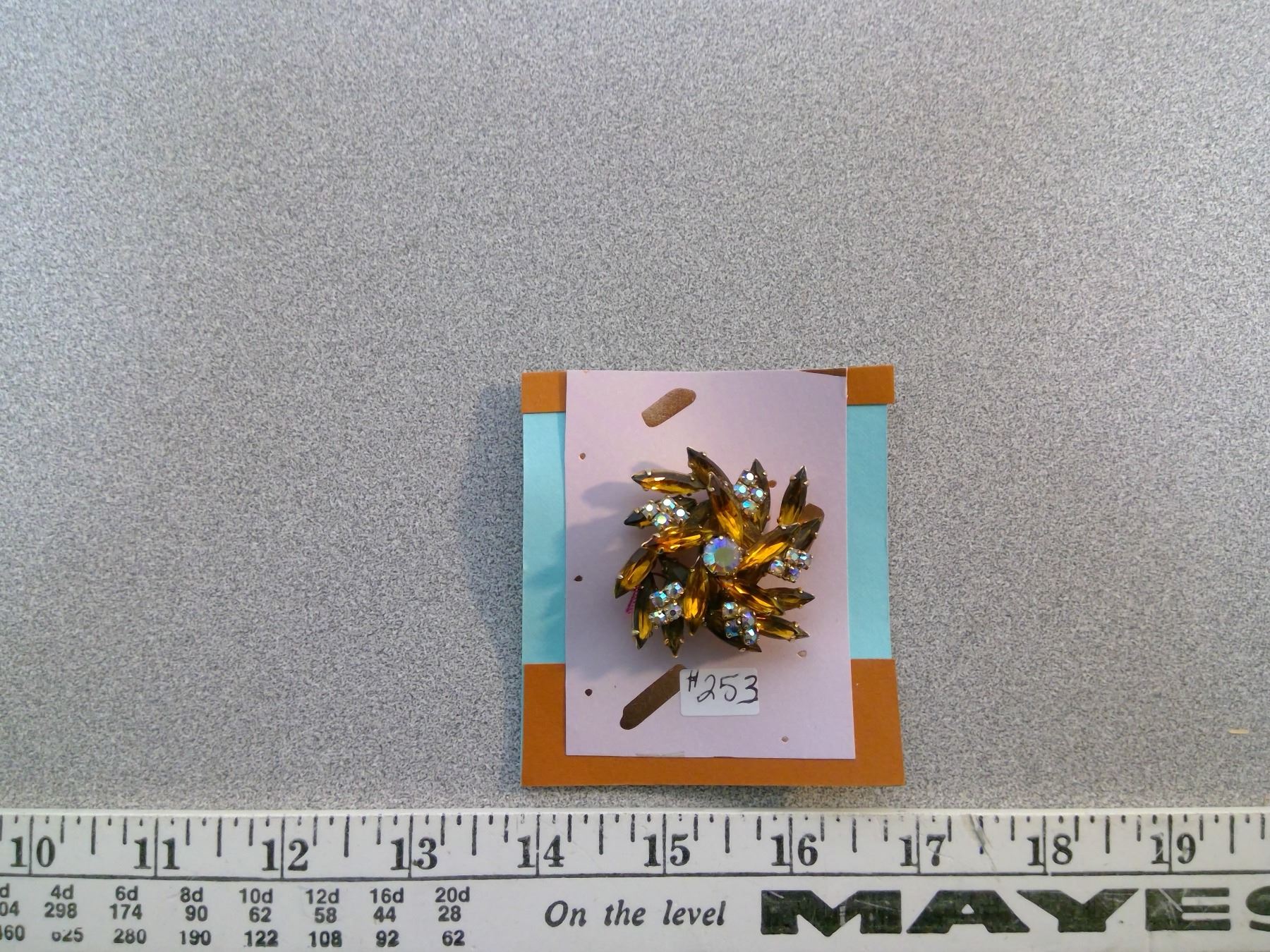 253. Amber and aurora borealis rhinestone pinwheel broach - Schmalz ...