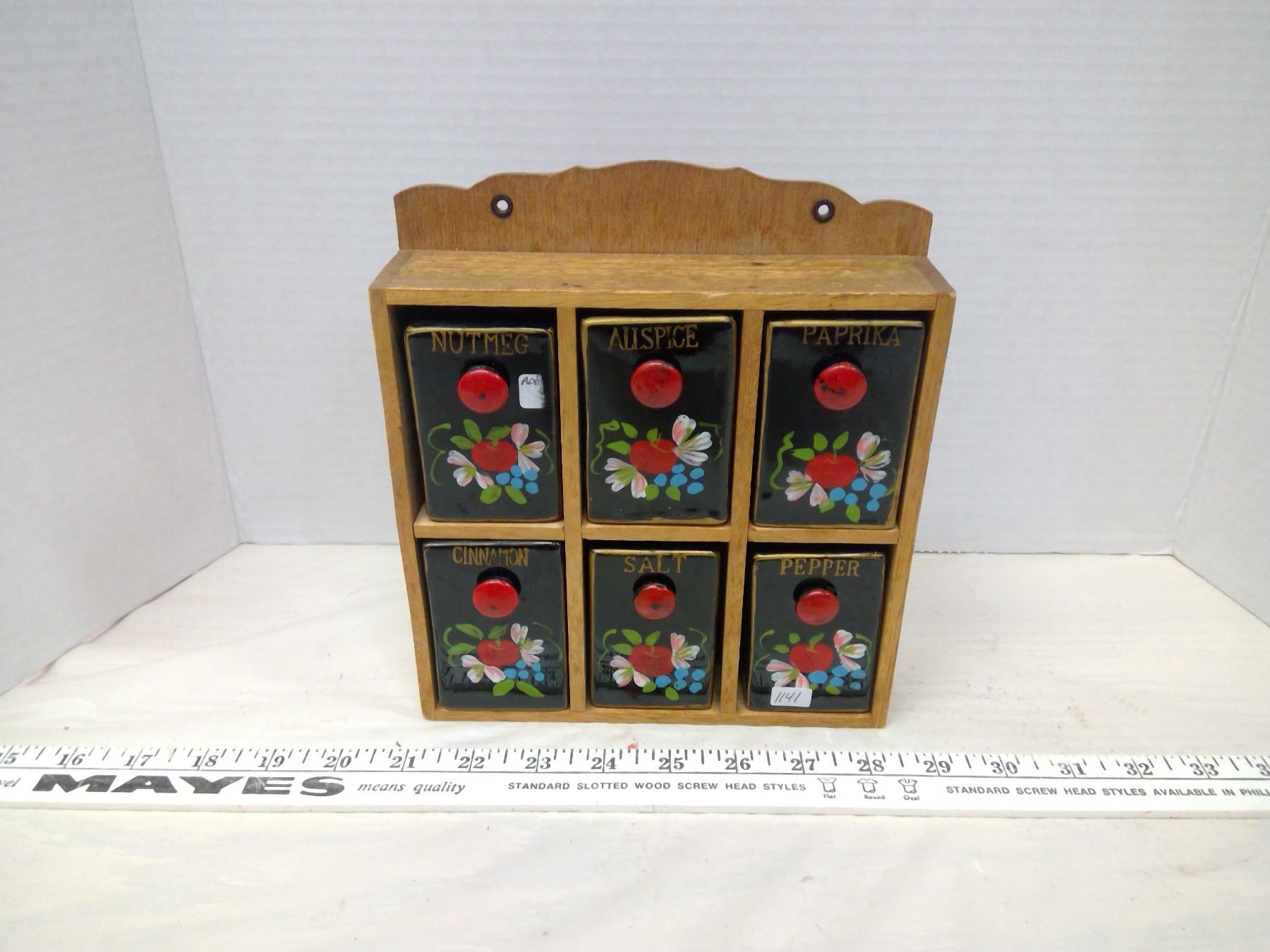 Wall Mounted 6 Spice Rack w/ Shakers Stamped Japan