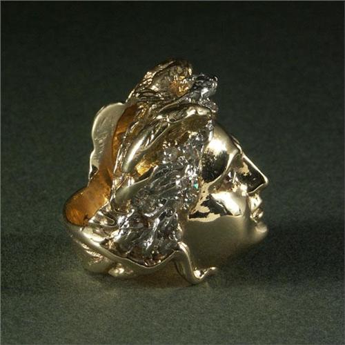 MEDUSA LADY'S RING SET WITH DIAMONDS 14K GOLD