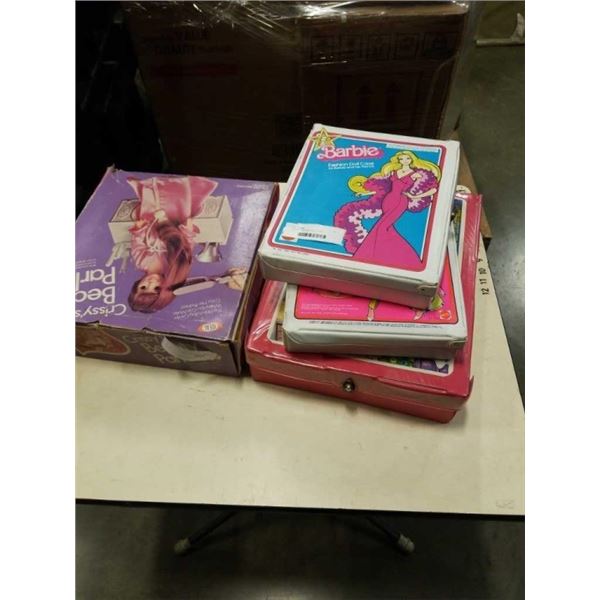 3 Barbie Fashion Doll Cases With Crissys Beauty Parlour Doll Set