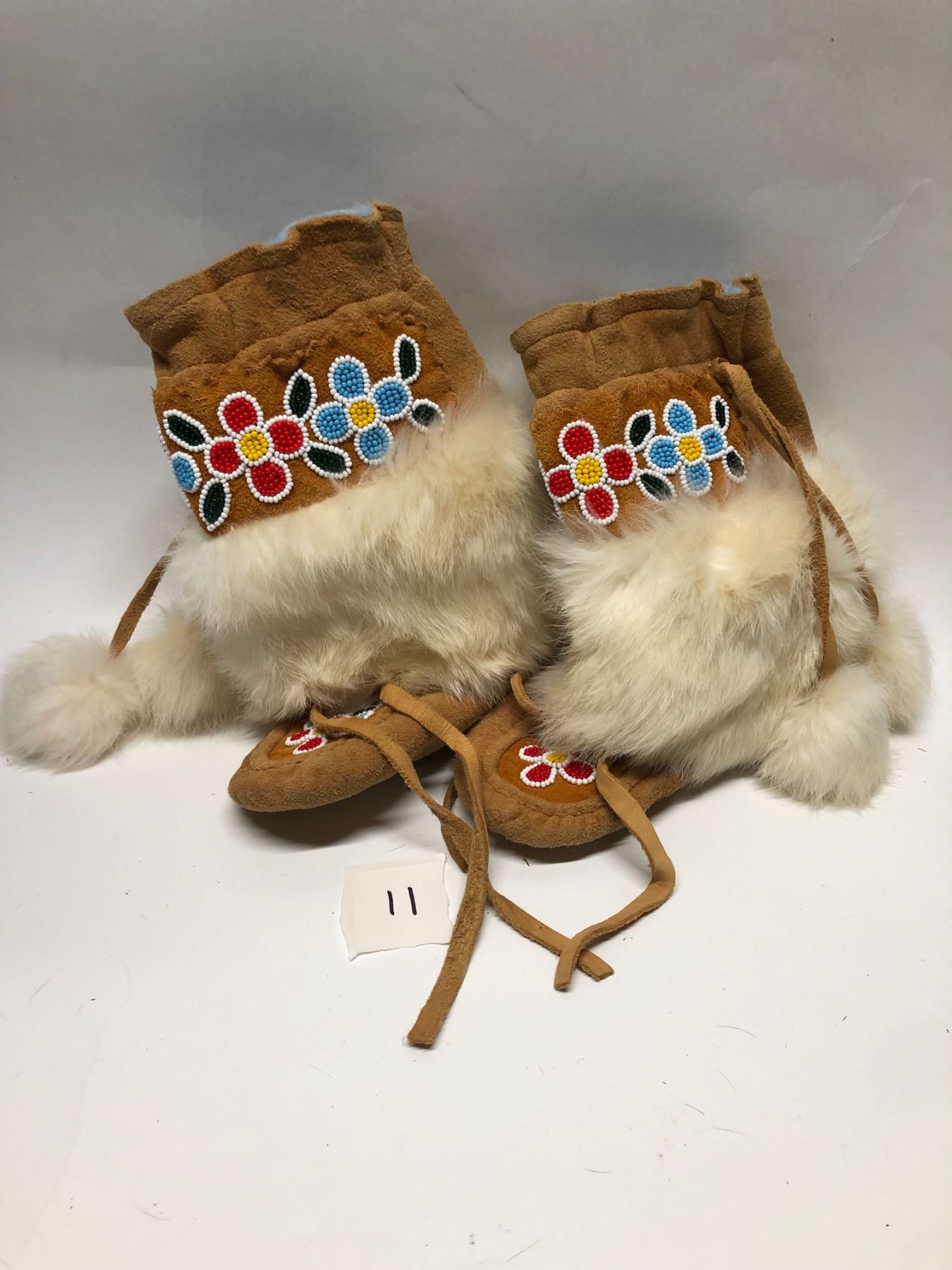 First Nations Small (childs) Beaded Footwear Mukluks - foot is 6" x 3"
