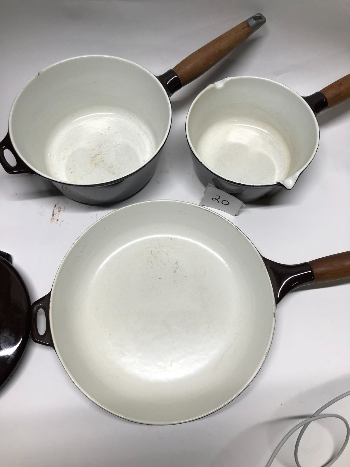 MCM Copco Denmark Michael Lax Cast enamel 10" Fry Pan Pots 8" 6"