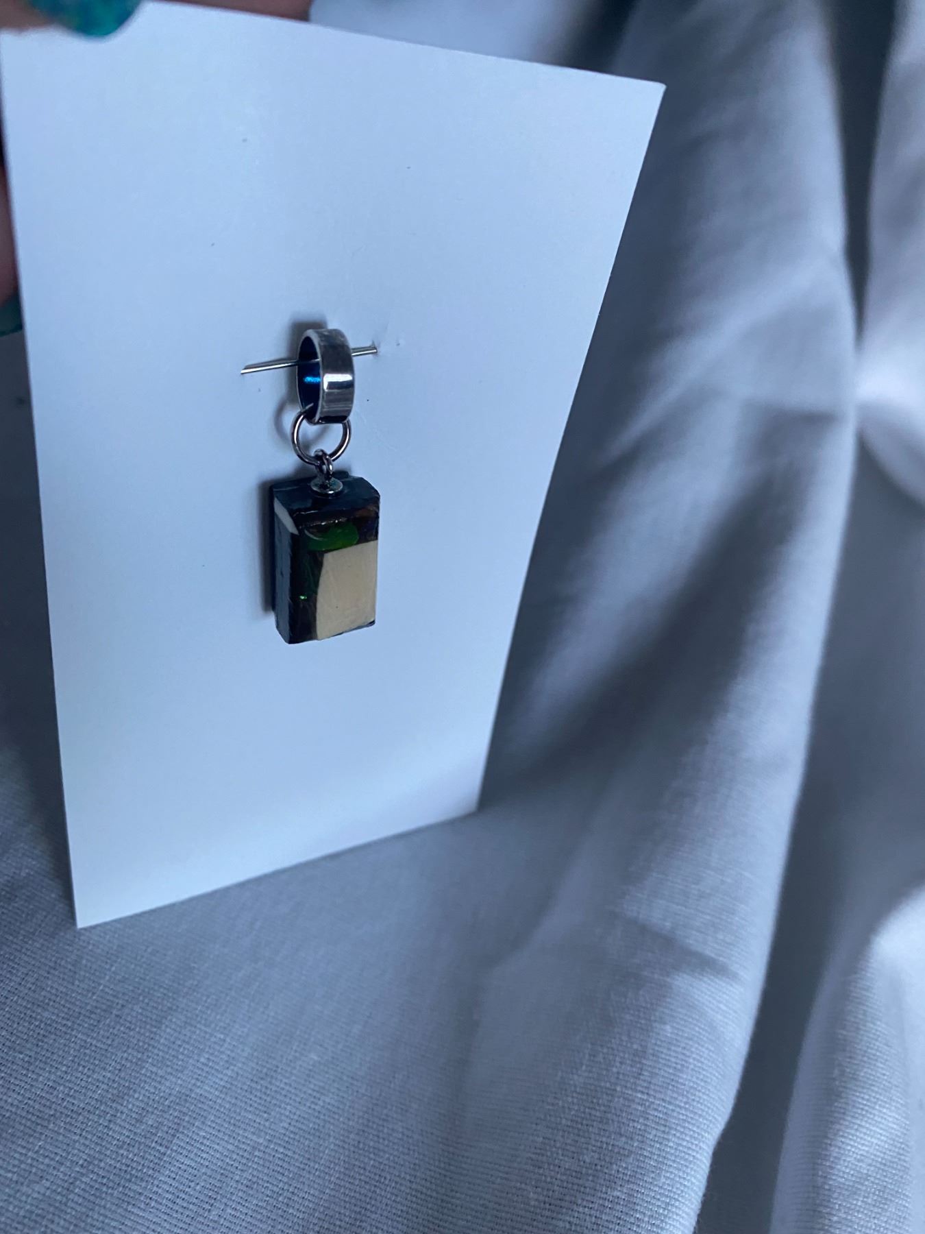 hammoth tusk & ammolite on sterking silver pendant