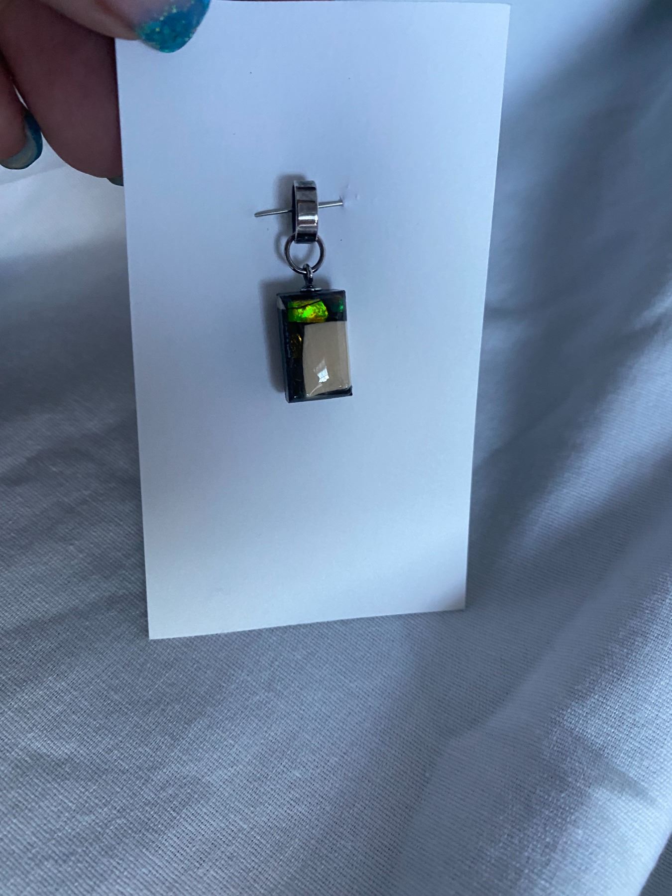 hammoth tusk & ammolite on sterking silver pendant
