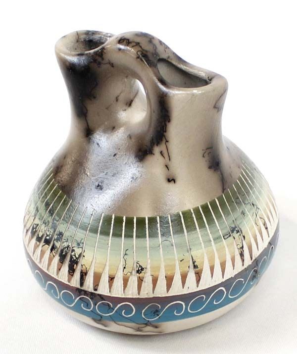 Navajo Horsehair Etched Wedding Vase Pottery by Marilena Sam