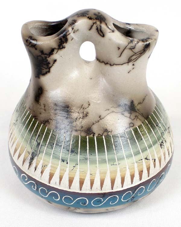 Navajo Horsehair Etched Wedding Vase Pottery by Marilena Sam